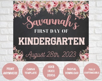 Back to School Printable Chalkboard BOHO First Day of School Sign ...