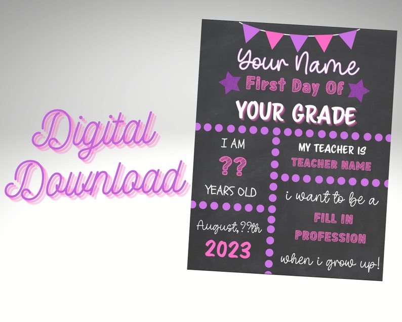 Back to School Printable First Day of School Sign Printable Chalkboard ...
