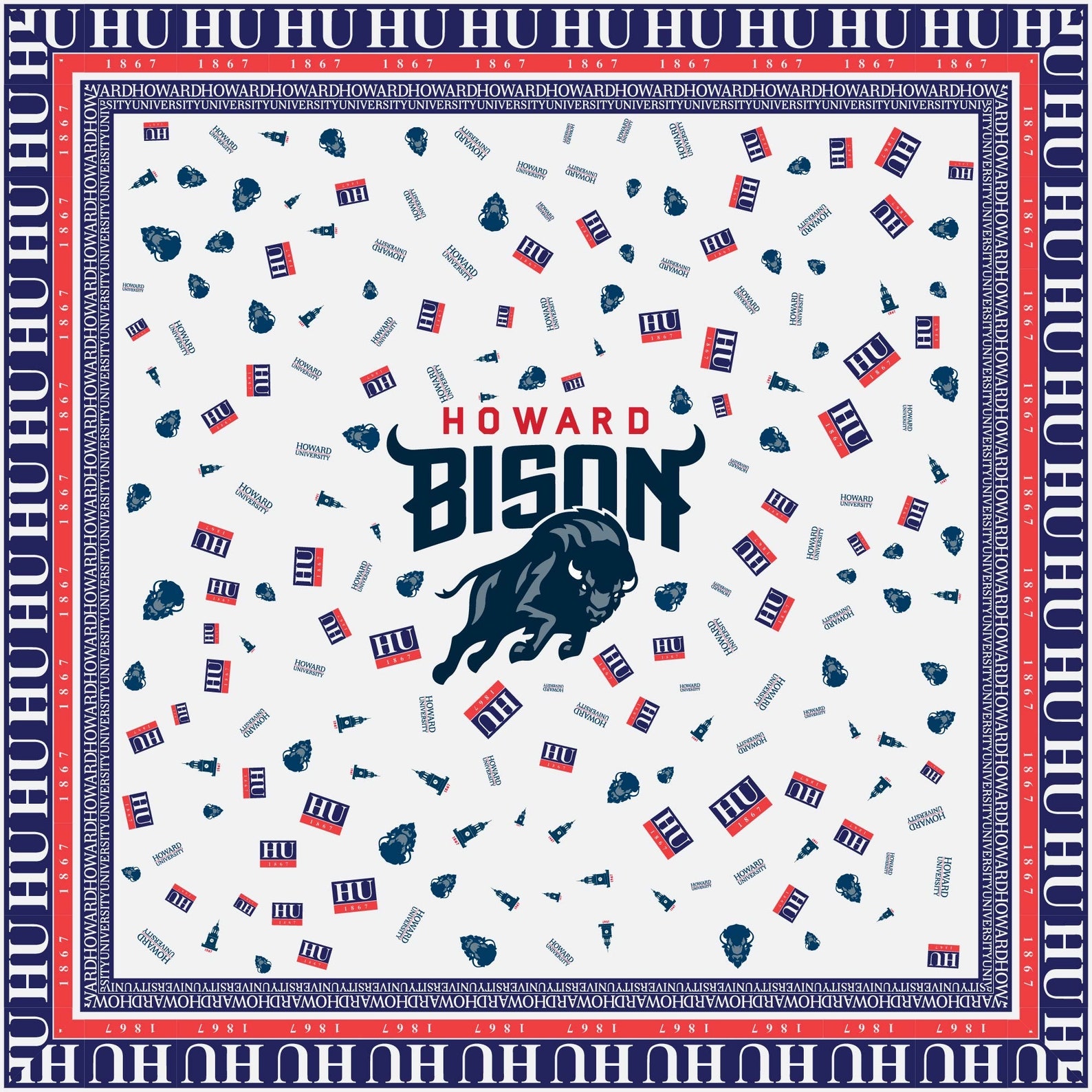 Howard University HU Silk Scarf Red, White, Blue Top Selling Design - Etsy