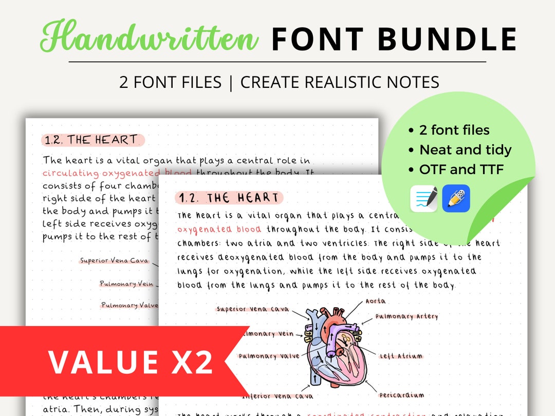 Bundle Neat Handwriting Font Digital Handwritten Font for Digital Notes ...