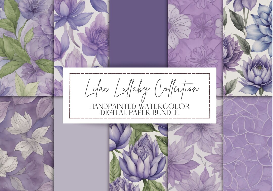 Watercolor Lilac, Printable Digital Pattern Paper Collection | Purple ...