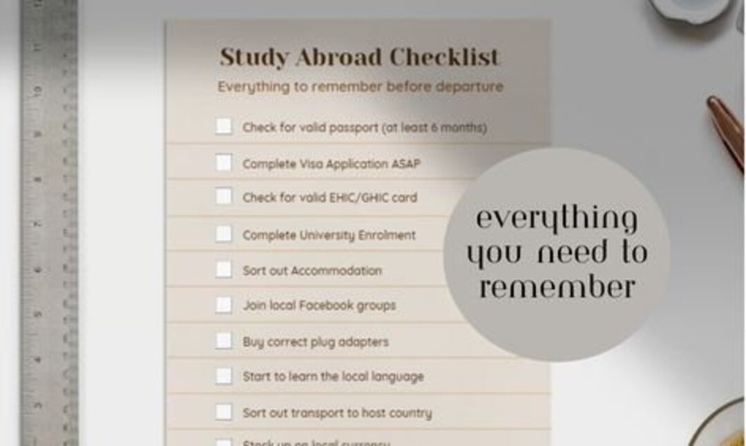 Year Abroad Study Abroad Checklist for Erasmus, Turing, International ...