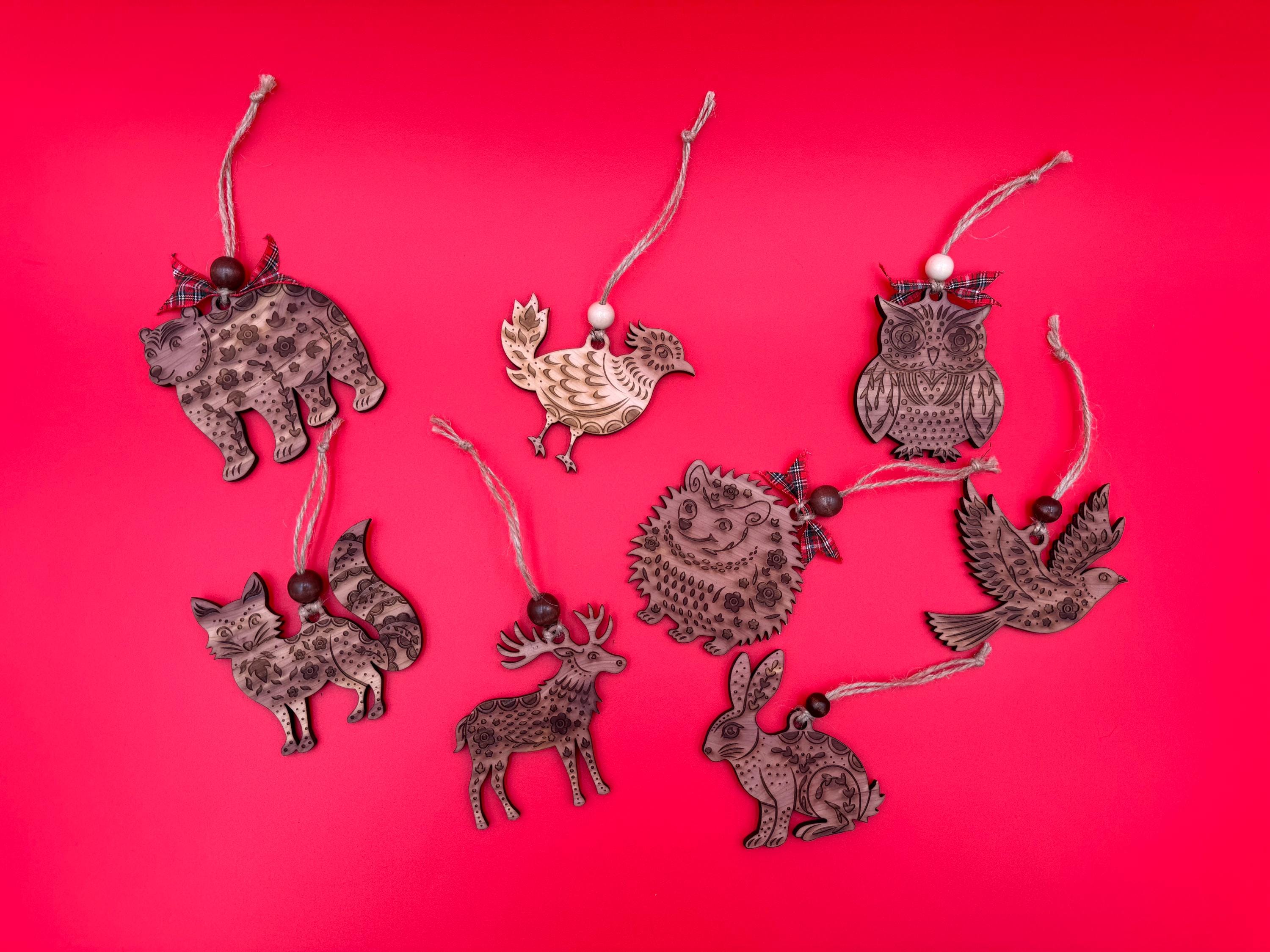Whimsy Woods: Aromatic Cedar Animal Ornaments - Etsy
