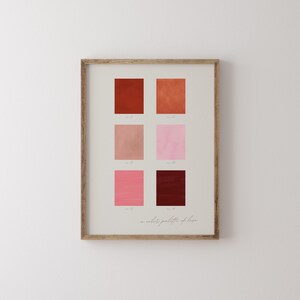 Loves Color Palette, Coquette Art Print, Pink Red Watercolor, Printable ...