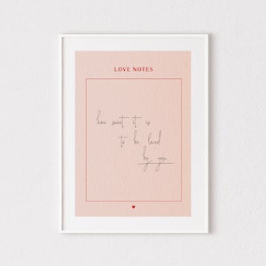 Love Note Pink and Red Coquette Wall Art Print, Handwritten Vintage ...