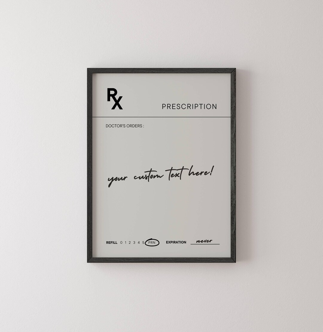 Custom Handwriting Art Print: Personalized Doctor Prescription (digital ...