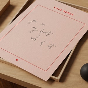 Love Note Pink and Red Coquette Wall Art Print, Handwritten Vintage ...