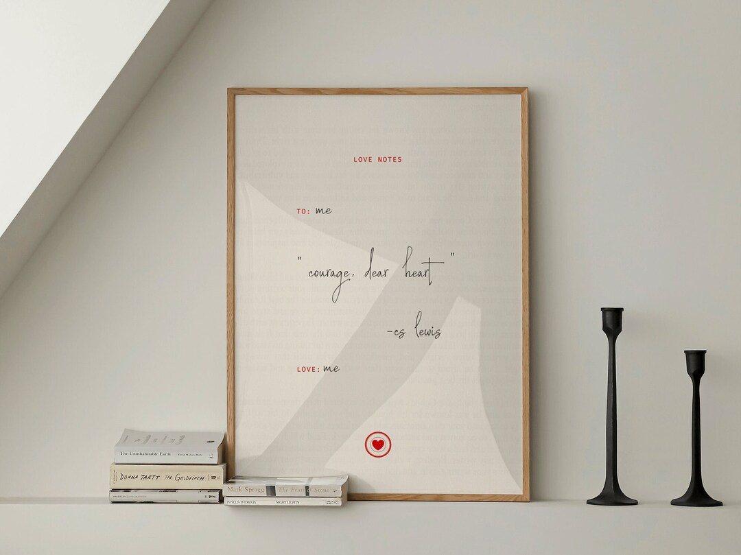 Literary Girl Poster, Inspirational Quote Wall Art, Courage Dear Heart ...