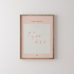 Love Note Pink Coquette Wall Art Print, Handwritten Vintage Aesthetic ...