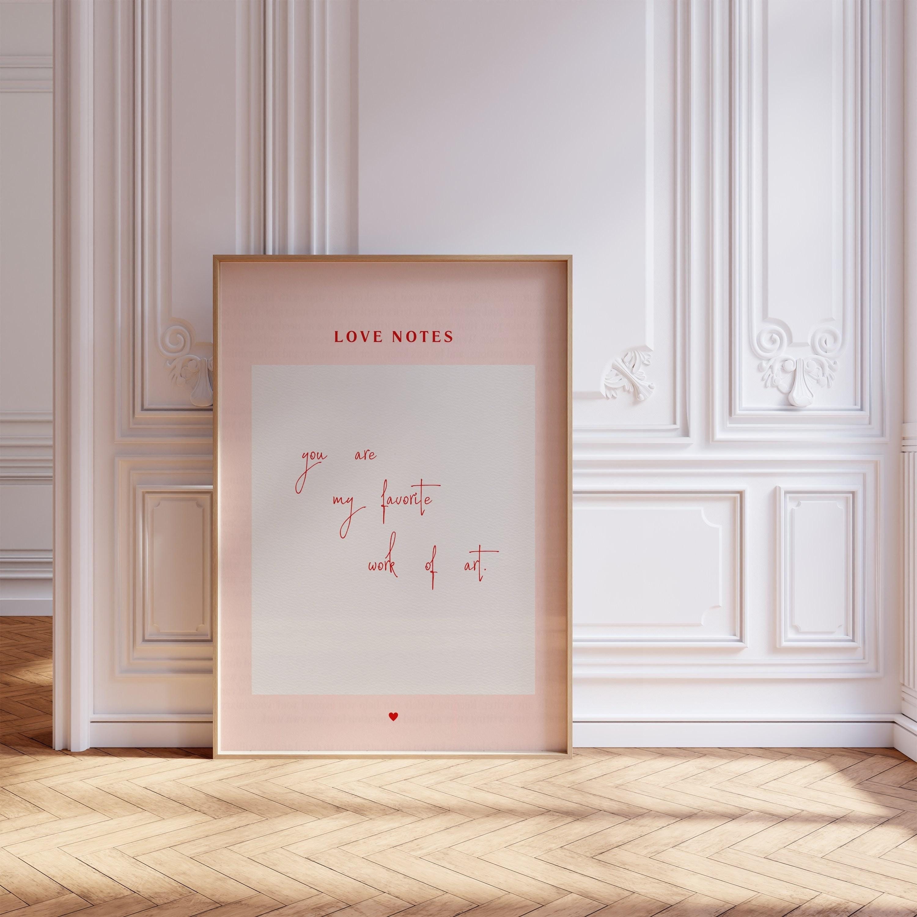 Love Note Pink Coquette Wall Art Print, Handwritten Vintage Aesthetic ...