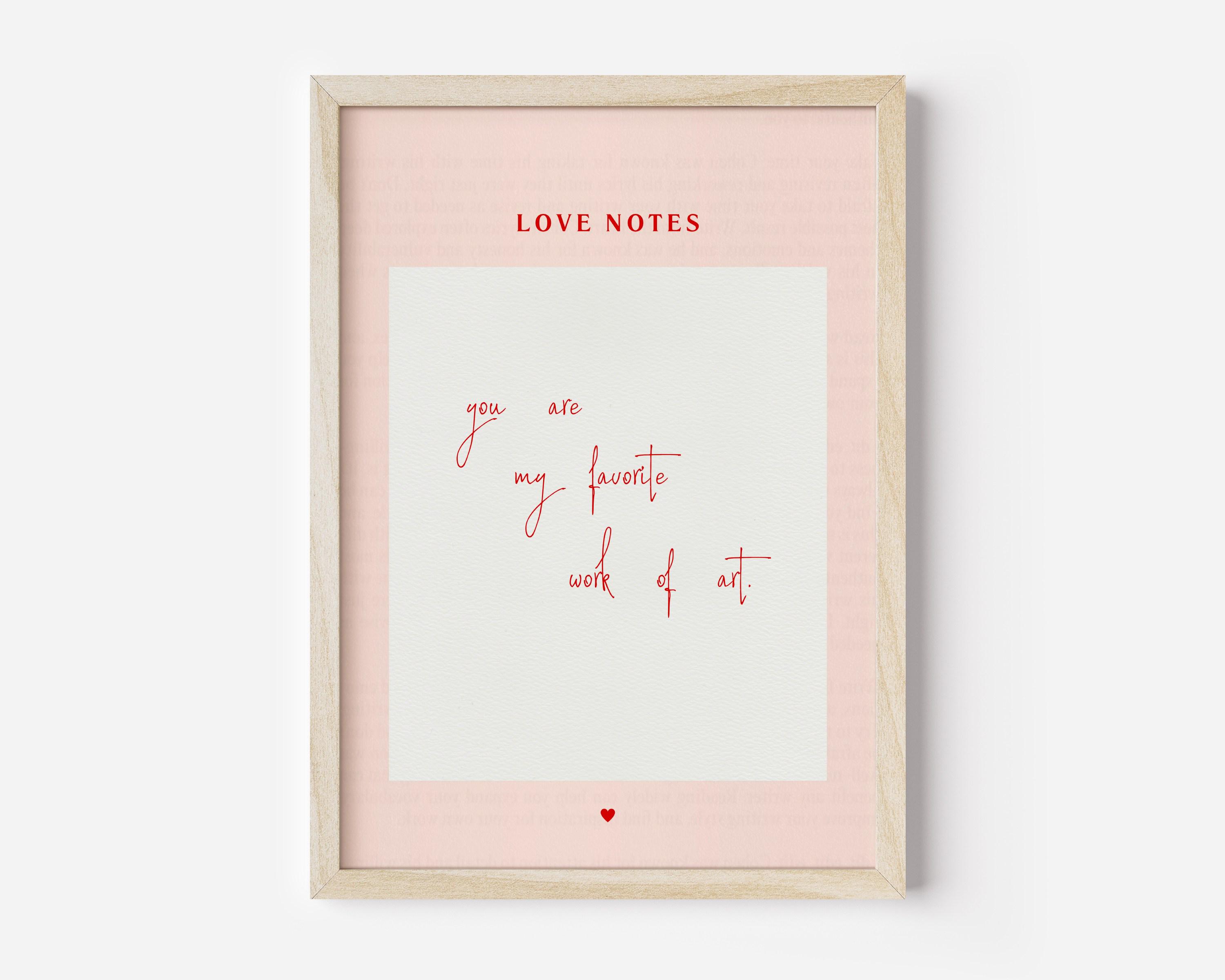 Love Note Pink Coquette Wall Art Print, Handwritten Vintage Aesthetic ...