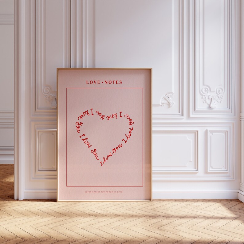 I Love You Print, Pink Coquette Art, Trendy Heart Poster, Romantic ...