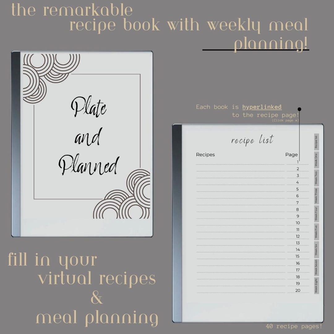 Remarkable Recipe Book With Weekly Meal Planning! - Etsy