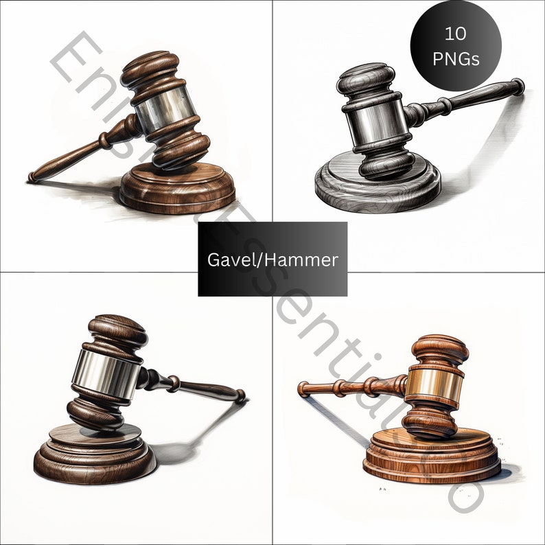 10x Gavel Clipart Gavel PNG Gavel Clipart Gavel Logo - Etsy