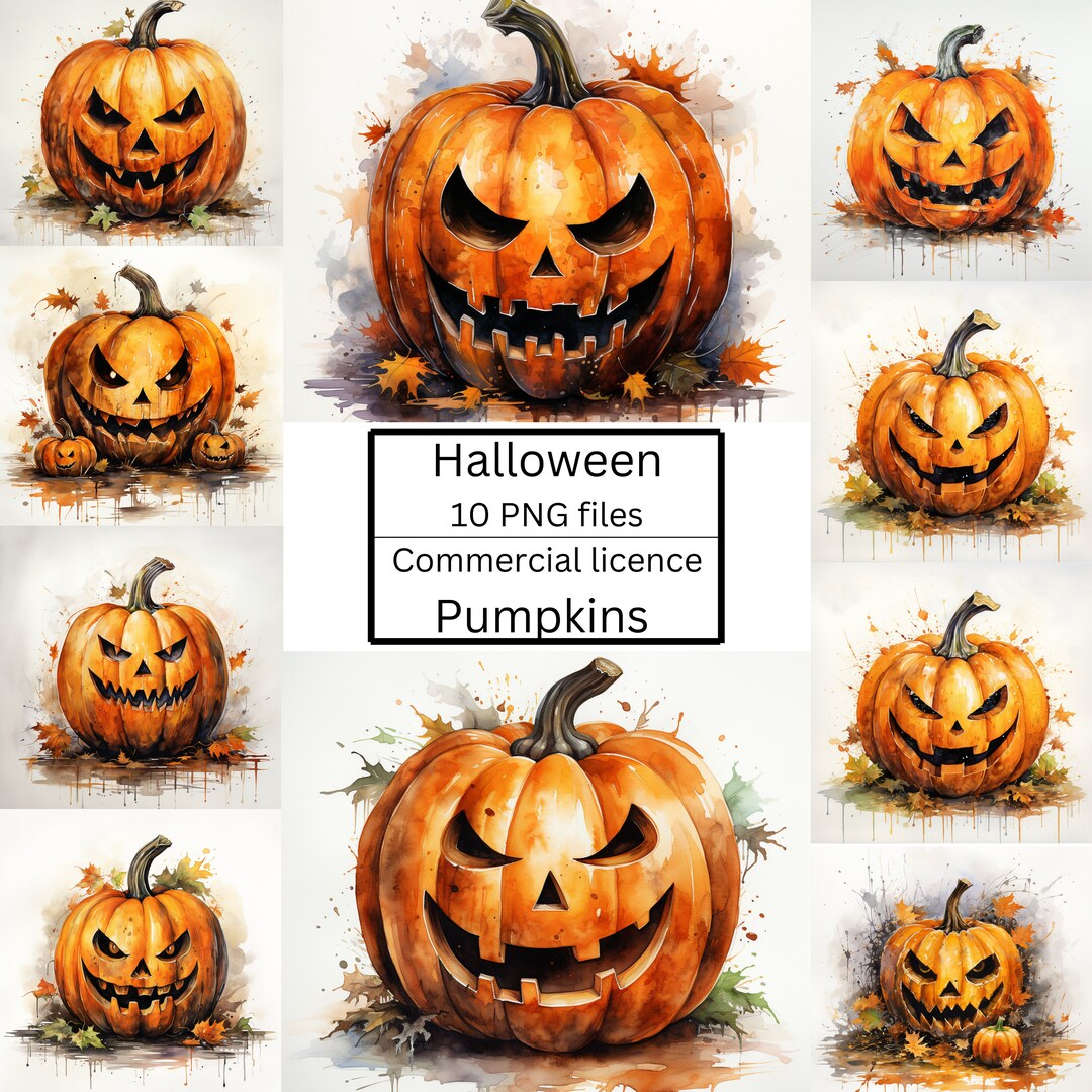 10x Pumpkin Clipart, Commercial Licence, Halloween Clipart, Pumpkin PNG ...