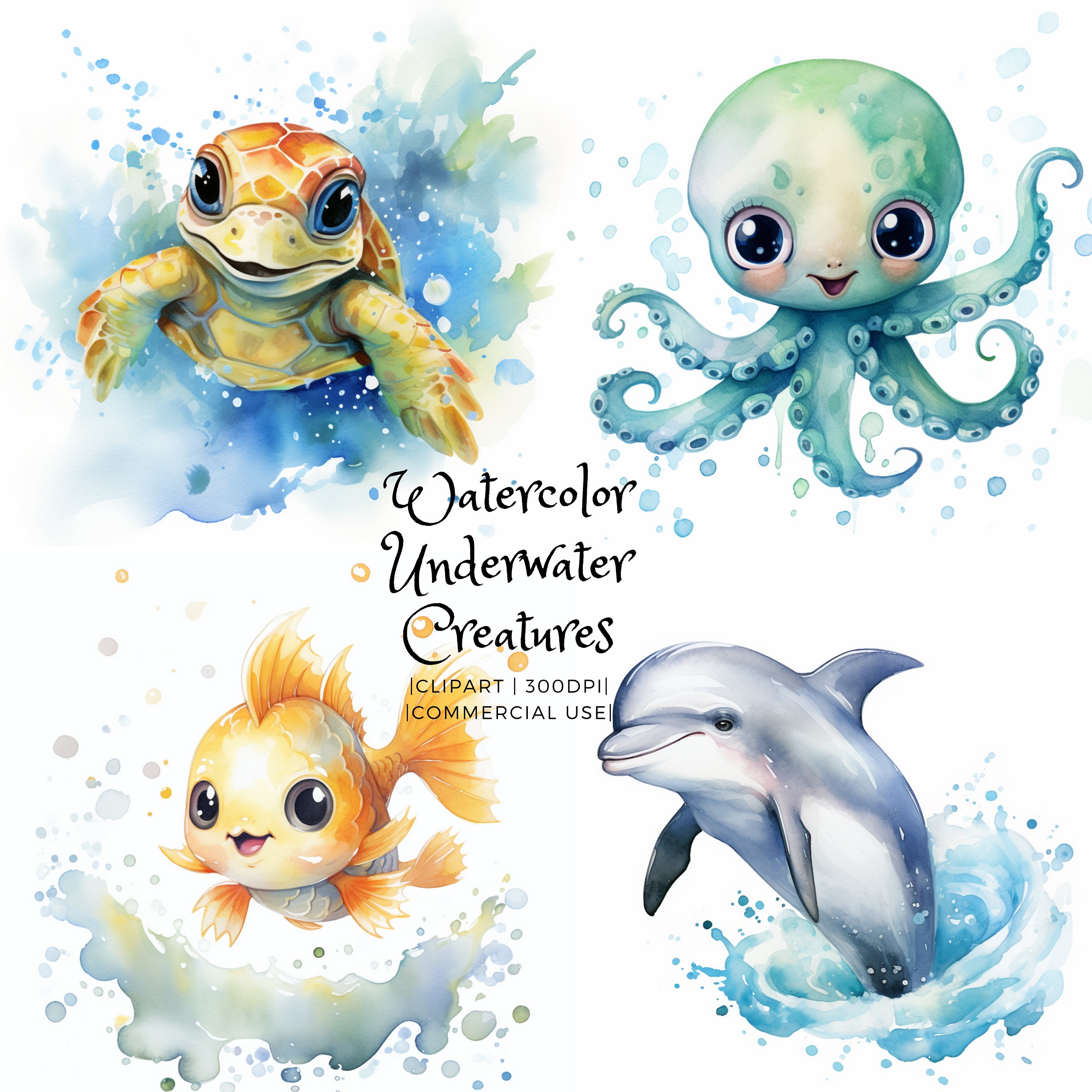 10x Underwater, Bundle PNG, Undersea, Journal, Scrapbook, Fish, Shark ...