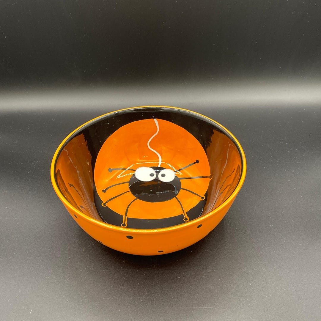 Vintage Halloween Ceramic Candy Bowl With Cartoon Spider - Etsy