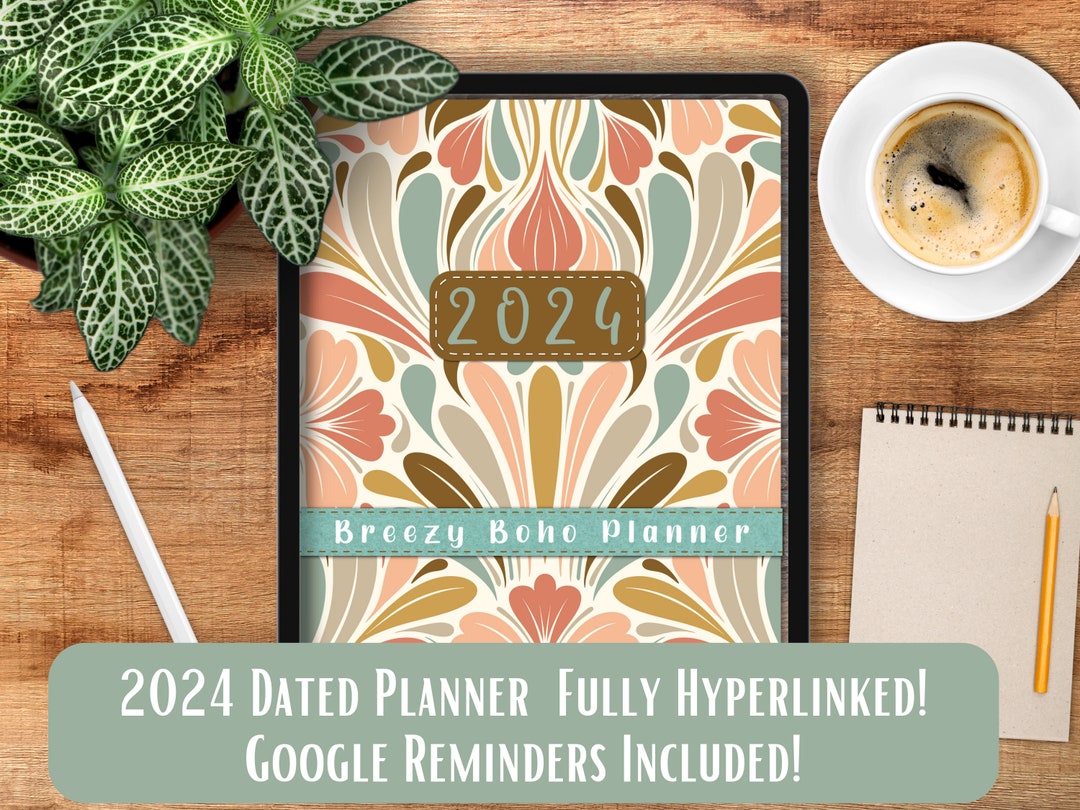 Breezy Boho Digital Planner With Google Calendar Reminders, Fully ...