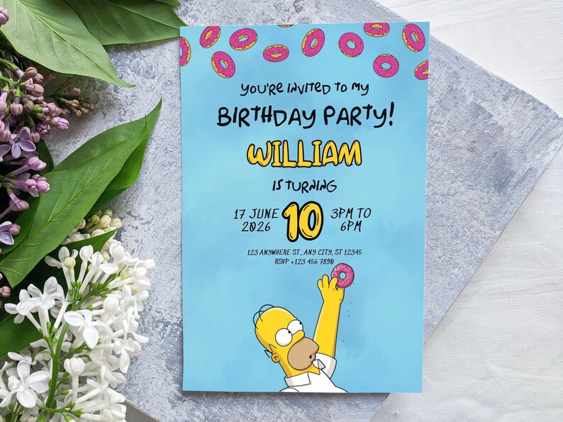 Editable Simpsons Birthday Invitations Simpsons Invitation - Etsy