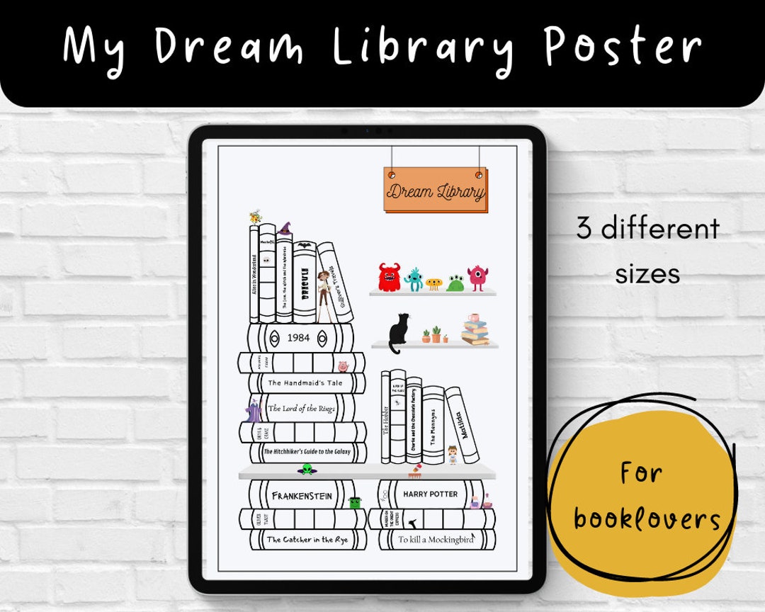 Dream Library Poster for Booklovers - Classroom Decor- Wall Art ...