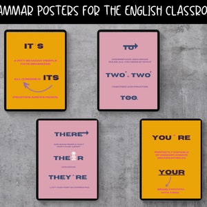 Set of 4 Grammar Posters for the English Classroom - Printable Wall Art ...