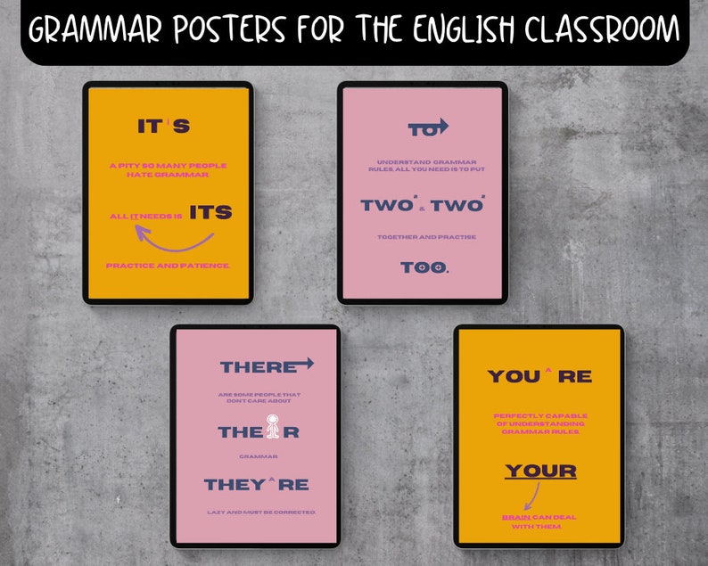 Set of 4 Grammar Posters for the English Classroom - Printable Wall Art ...
