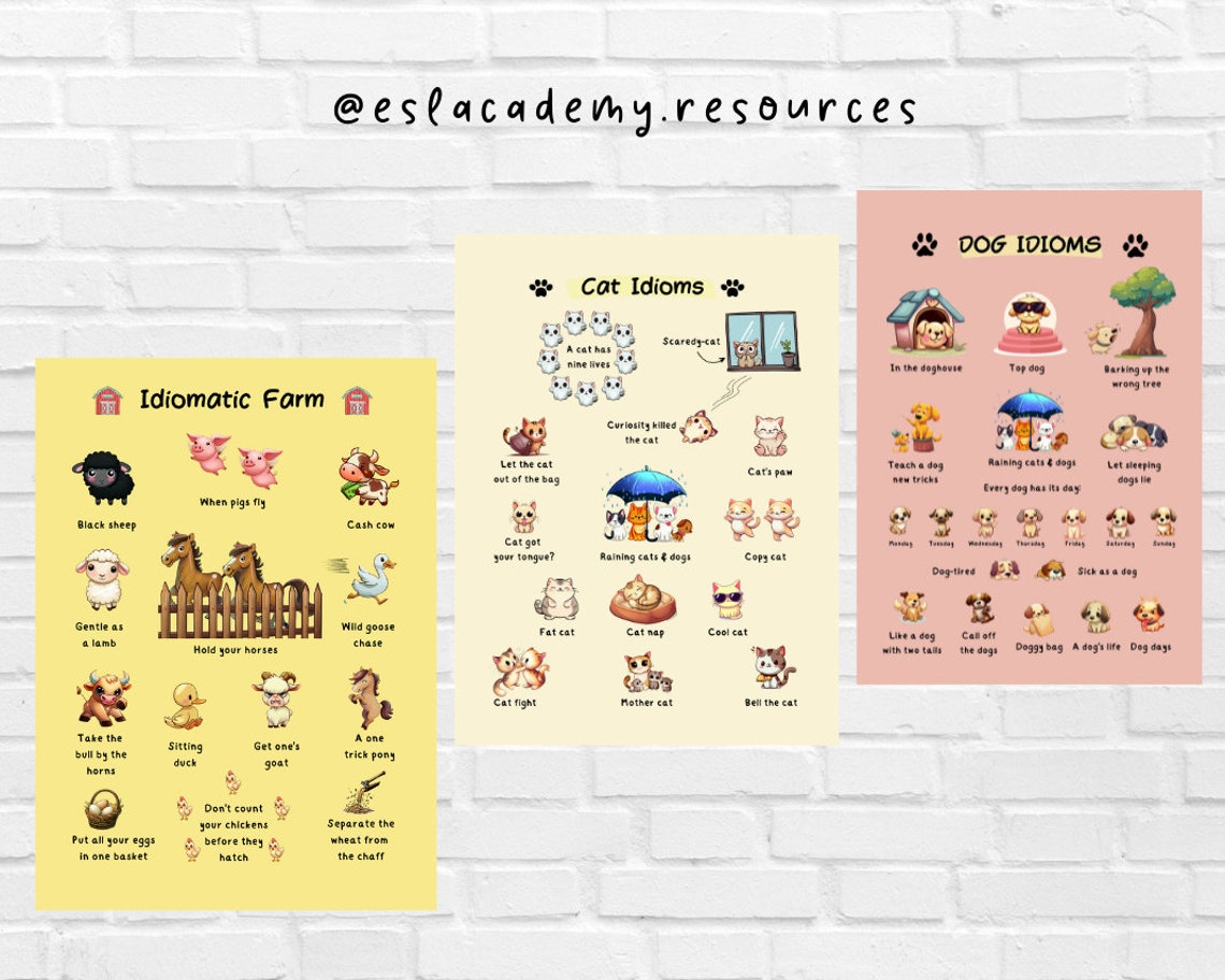 Idiomatic Posters. English Idioms Poster. Wall Art for the English ...