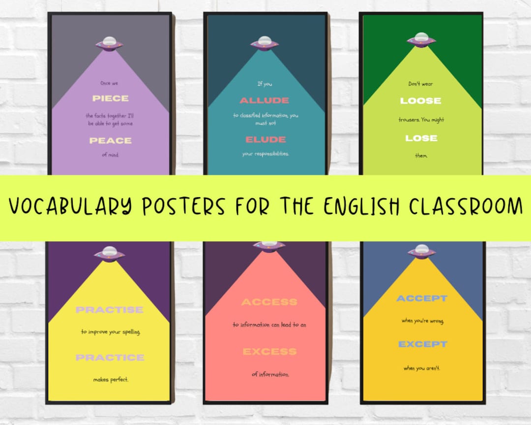 Set of 6 Posters for the English Classroom (printable Wall Art) ESL ...