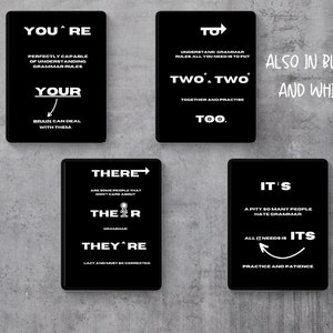 Set of 4 Grammar Posters for the English Classroom - Printable Wall Art ...