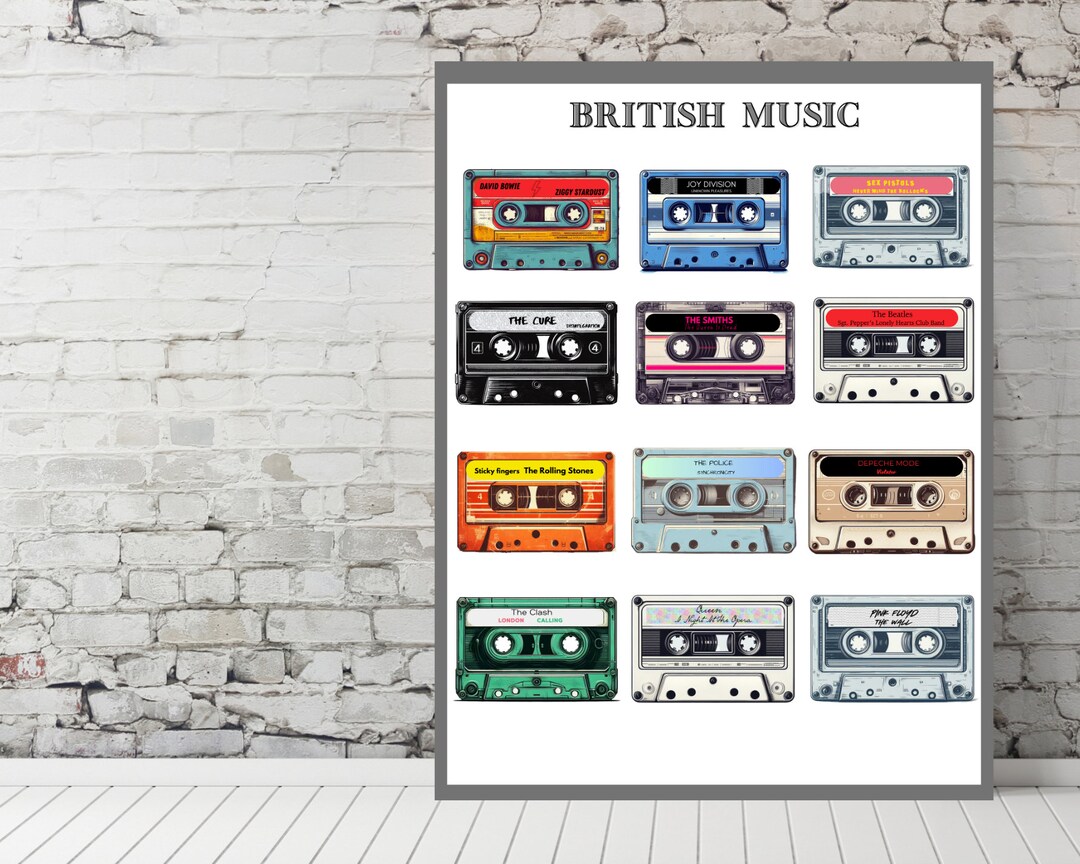 Cassette Tapes Vintage Wall Art Poster, Music Decor, British Bands. - Etsy