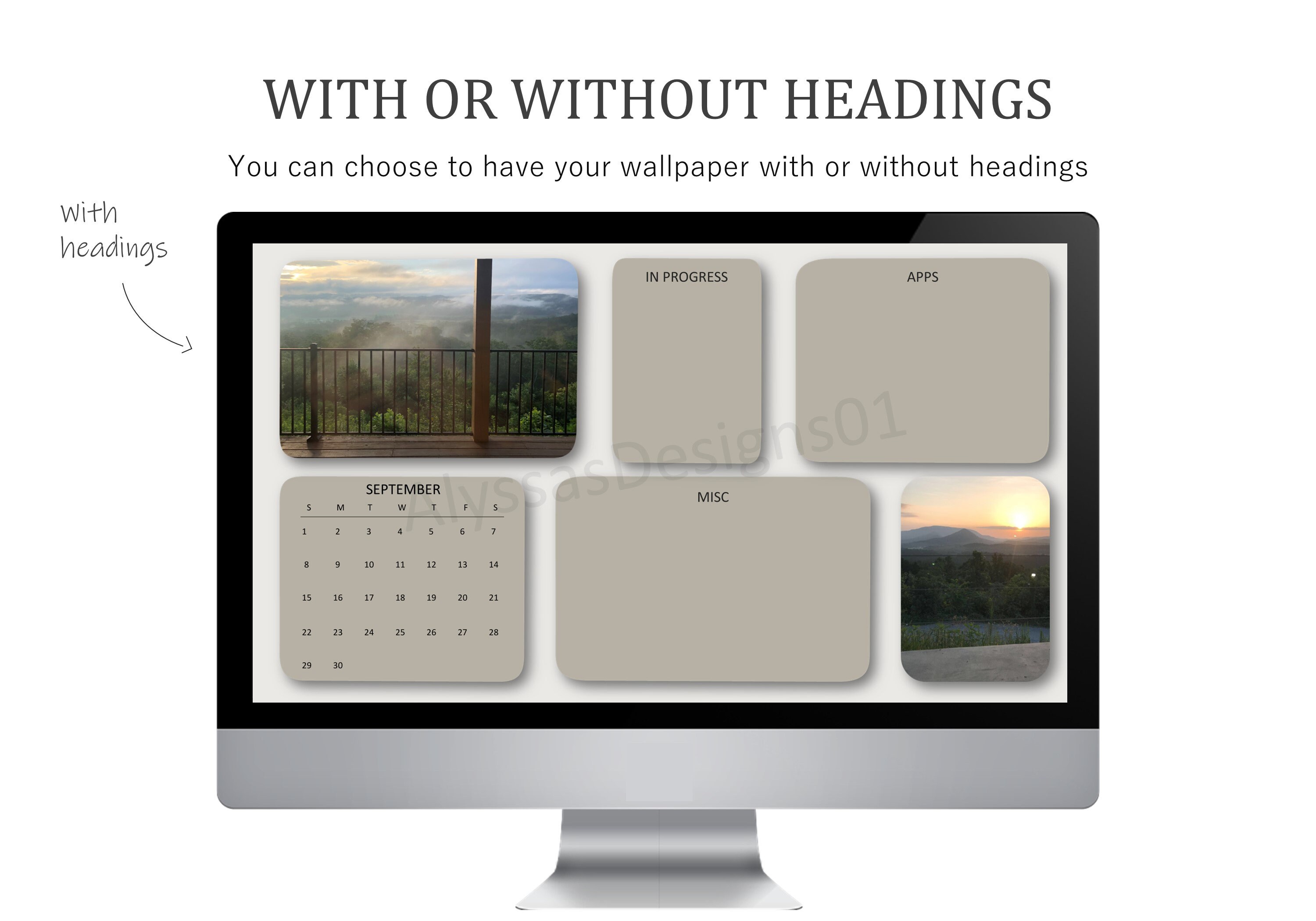 Desktop Wallpaper Organizer 2023 2024 Monthly Calendar - Etsy