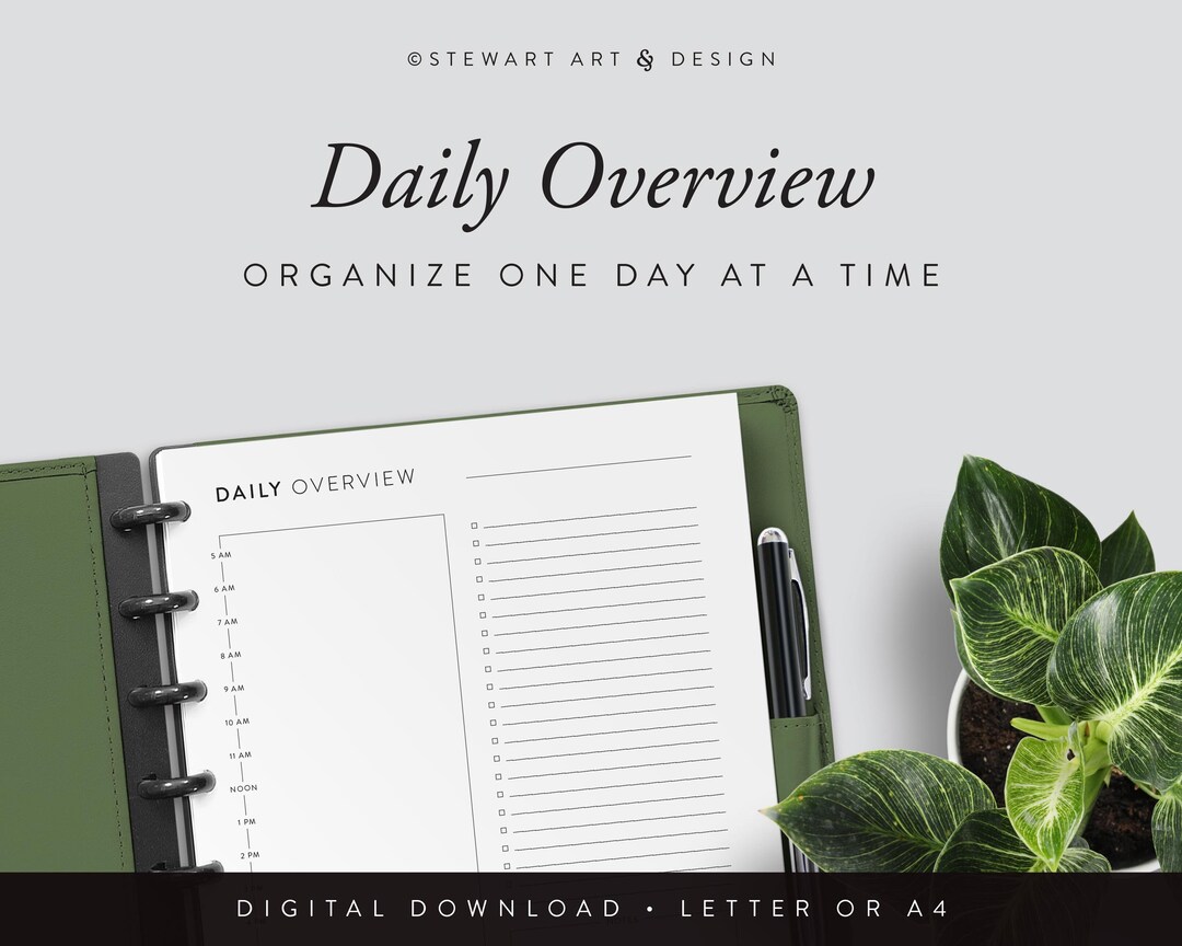 Daily Overview Planner UNDATED digital Download - Etsy