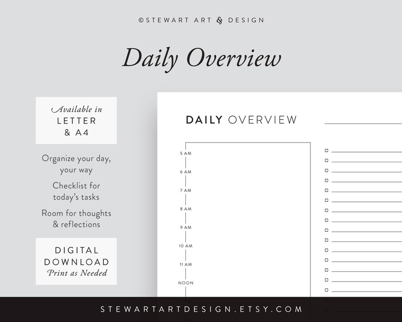 Daily Overview Planner UNDATED digital Download - Etsy