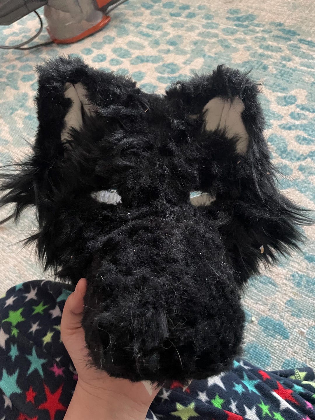 Fluffy Black Wolf Mask - Etsy