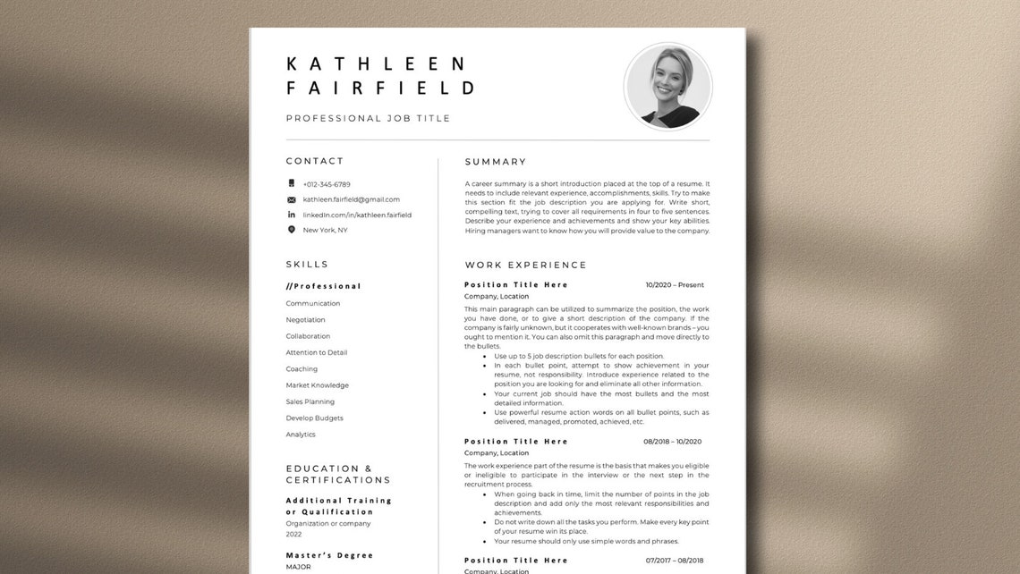 Professional Modern Minimal CV Template Resume Template CV Template ...
