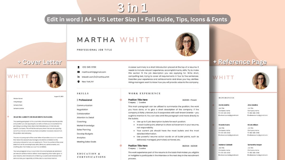 Professional Modern Minimalist CV Template Resume Template CV Template ...