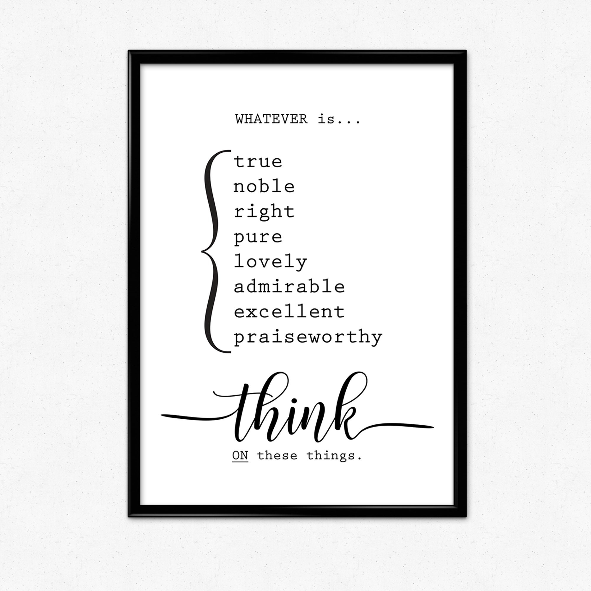 Philippians 4 8, Whatever is True Think on These Things, Large ...