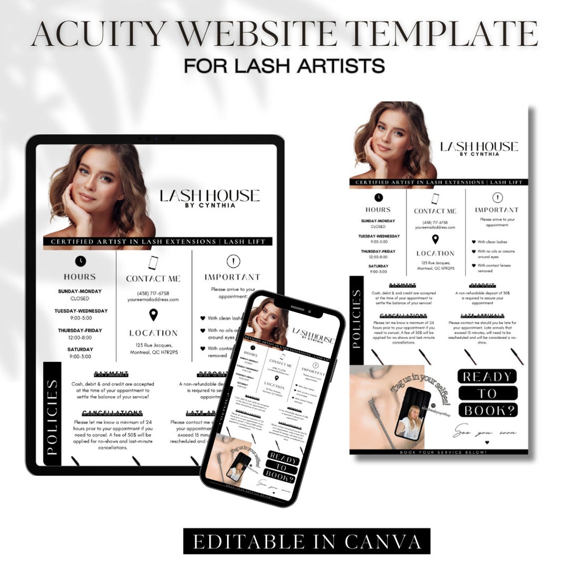 Modern Acuity Website Design Scheduling Template for Lash Artist DIY ...