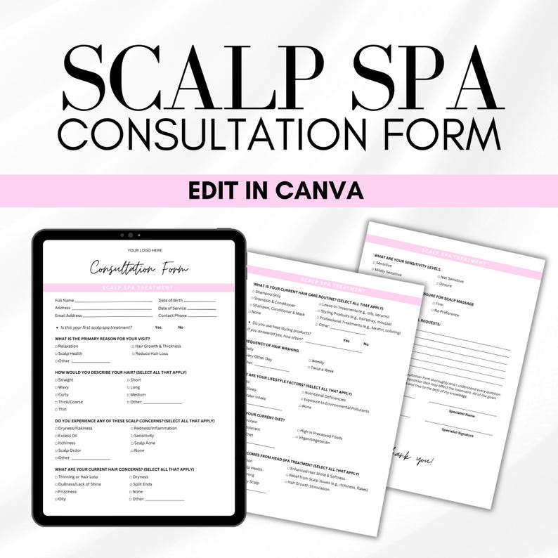 Japanese Head Spa Consultation Form Editable Scalp Spa Intake Forms ...