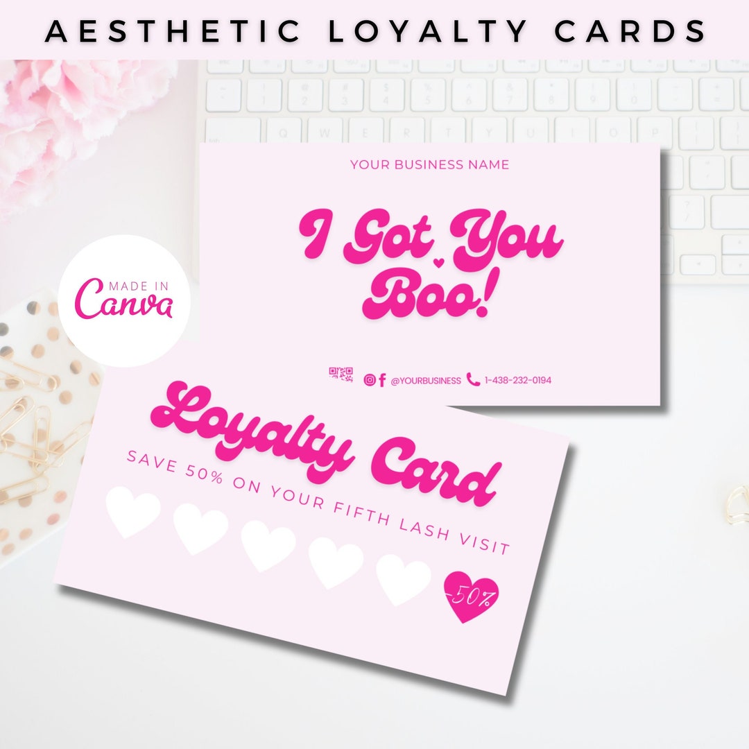 Retro Loyalty Card, DIY Marketing Cards Template Design, Feminine Loyal ...