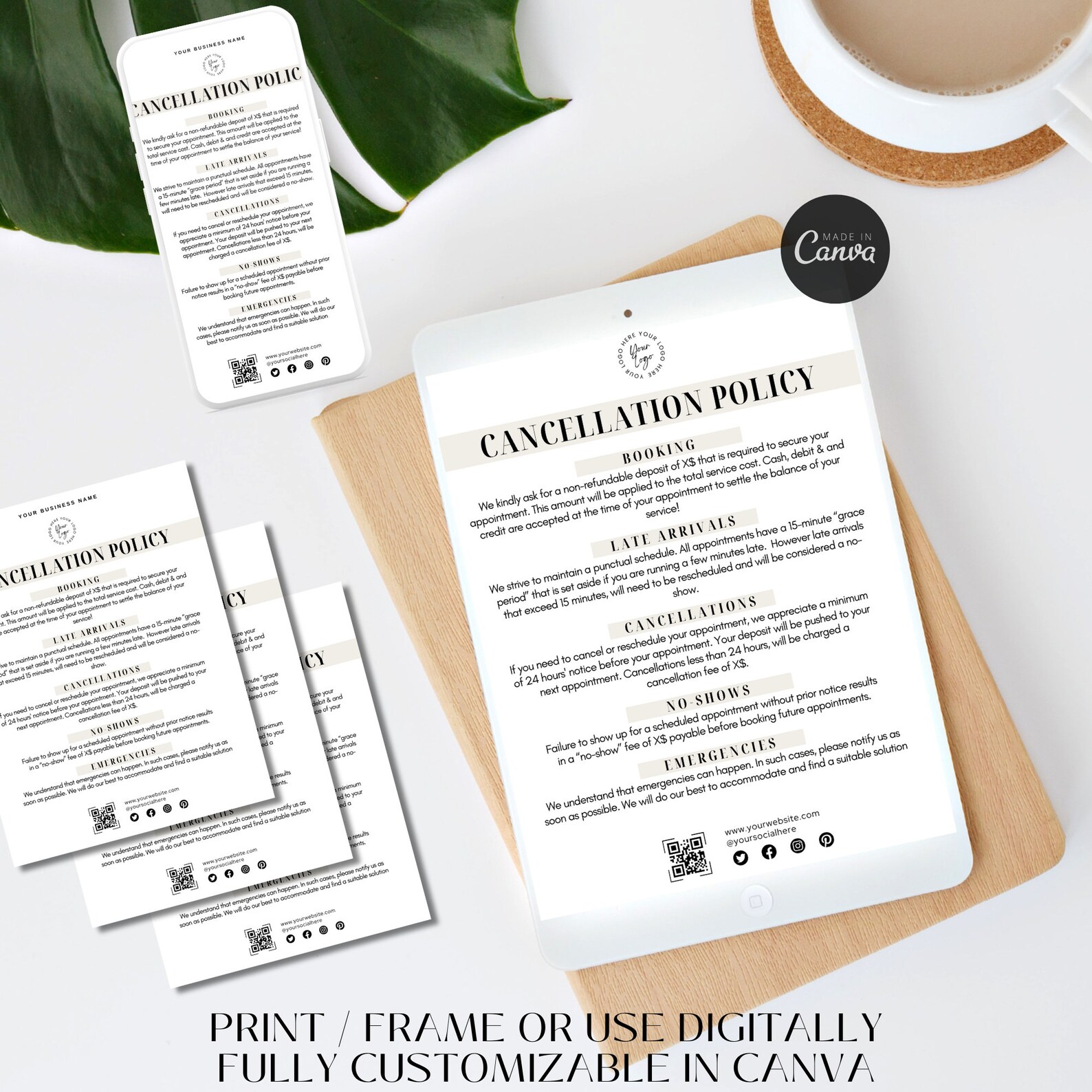Editable Salon Cancellation Booking Policy Template, Hair Policy Flyer ...