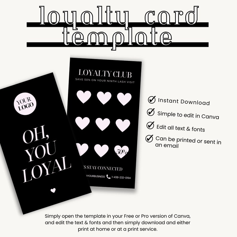 Editable Lash Loyalty Card Template, VIP Rewards Card (DIY Canva) - Etsy