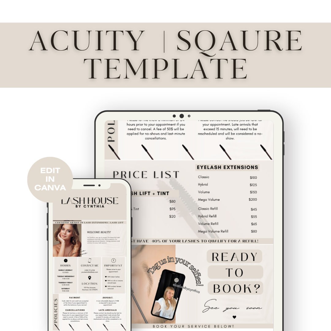 Boho Acuity Website Design | Scheduling Template for Lash Artist | DIY ...