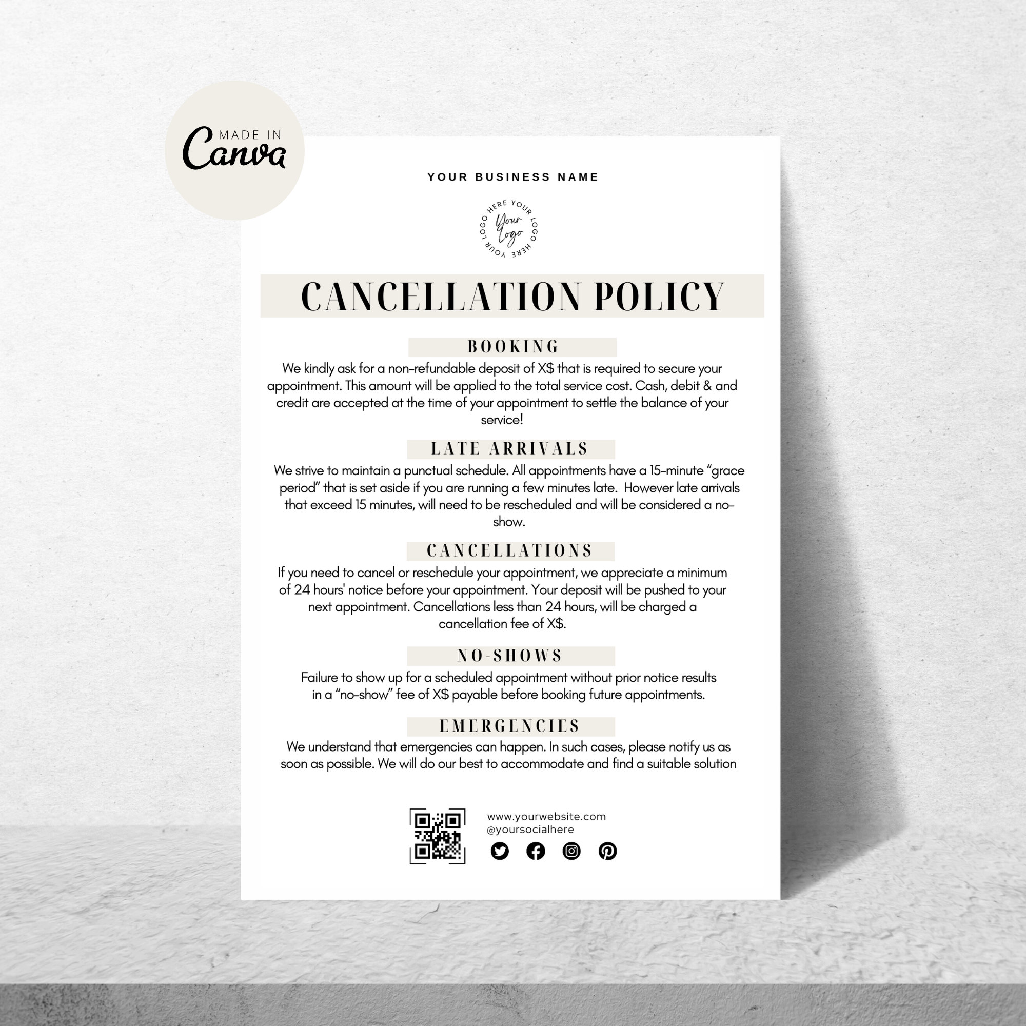 Editable Booking Policy Template, Hair Policy Flyer, Medspa & Salon ...