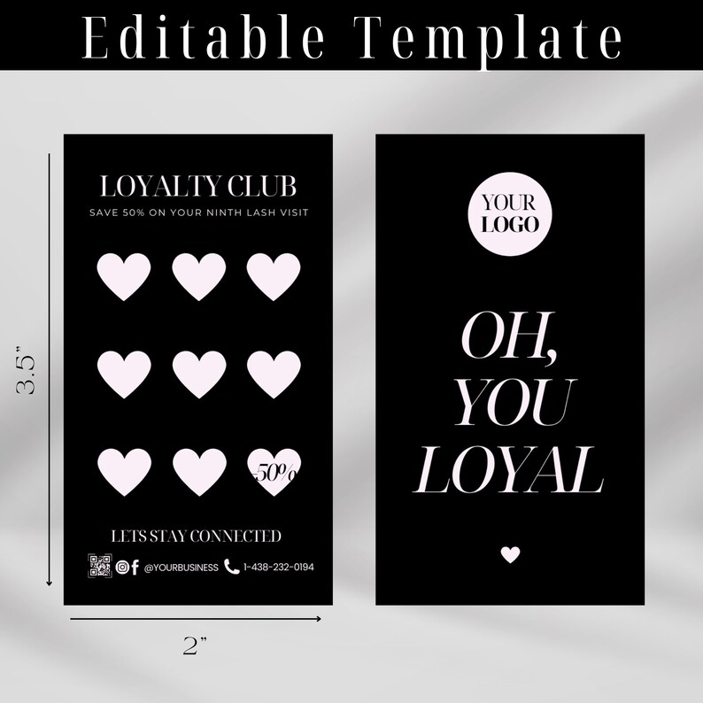 Editable Lash Loyalty Card Template, VIP Rewards Card (DIY Canva) - Etsy