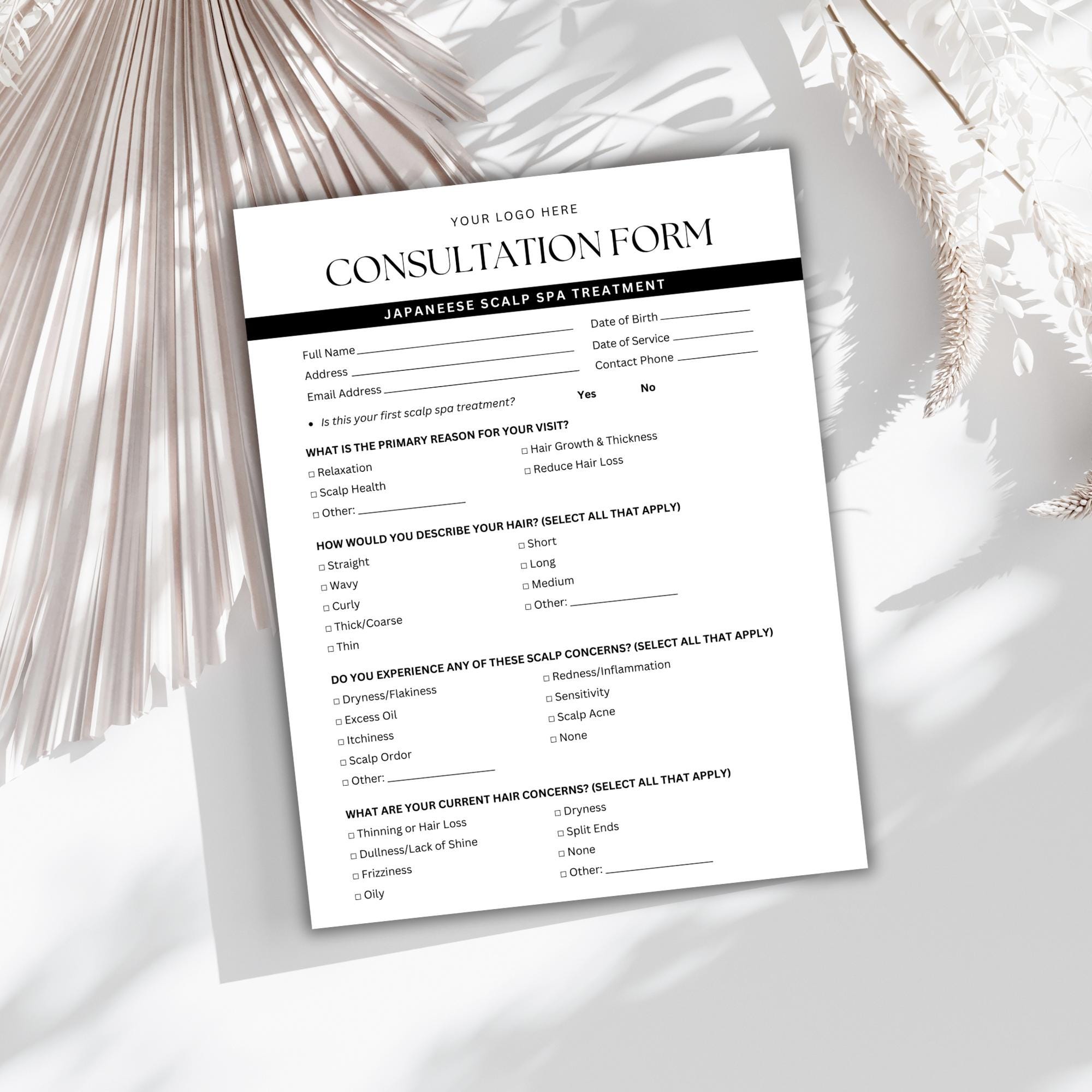 Editable Japanese Head Spa Consultation Form, Scalp Spa Intake Forms ...