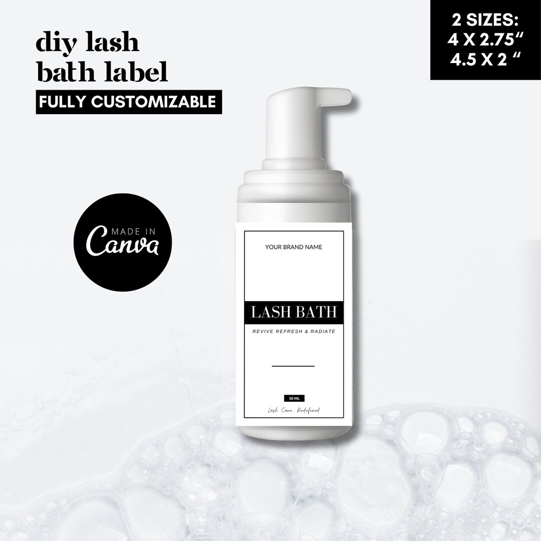 Editable Lash Bath Shampoo Label Template, DIY Lash Shampoo Design ...