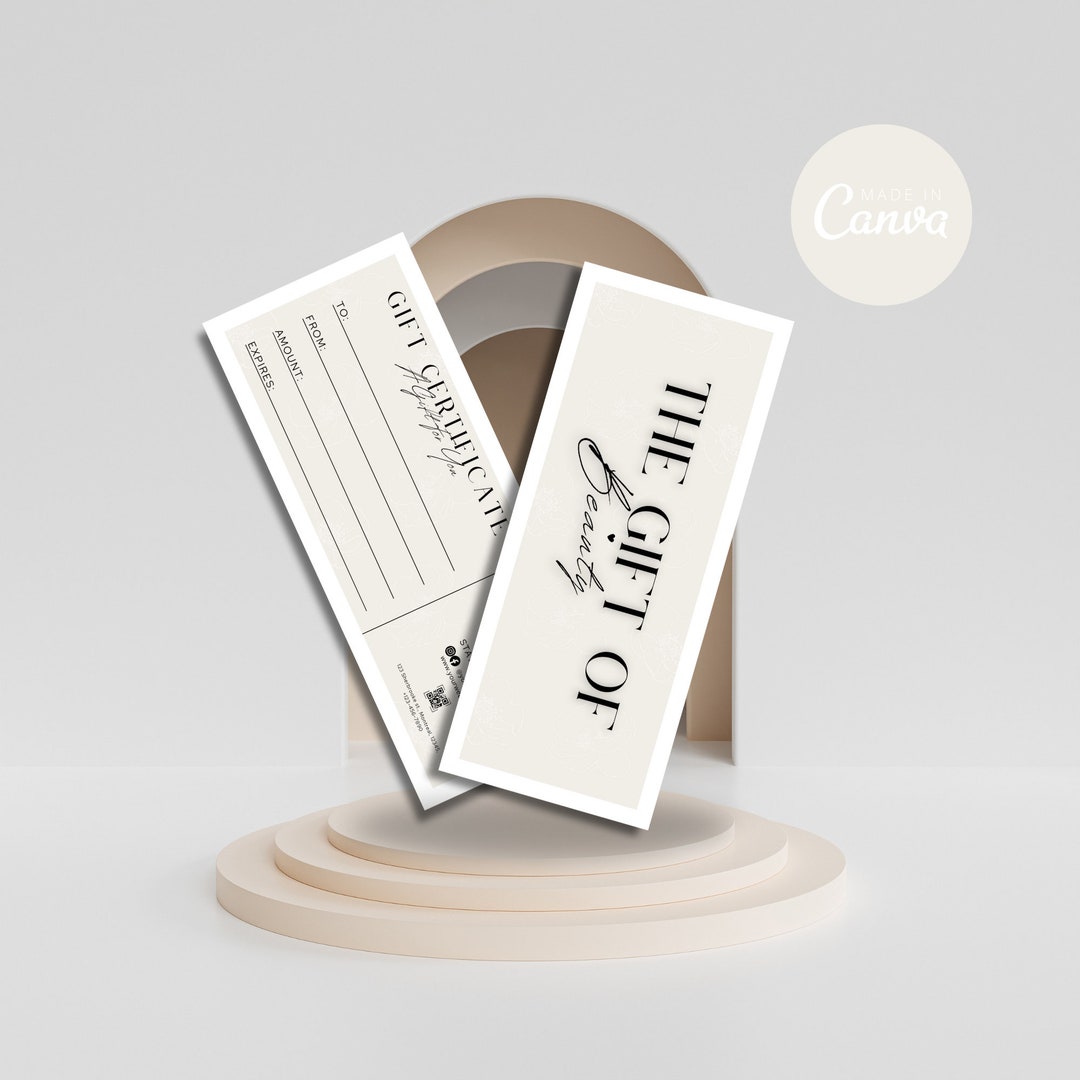 Printable & Editable Personalized Gift Card, Gift Certificate Template ...