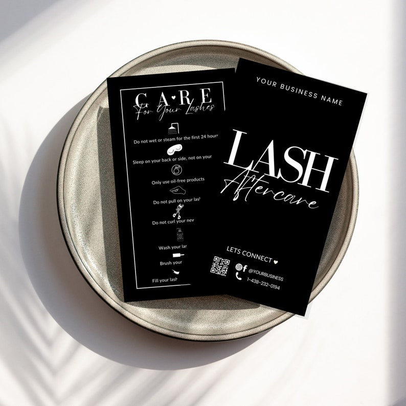 Editable Lash Aftercare Card Template | Canva Beauty Flyer - Etsy