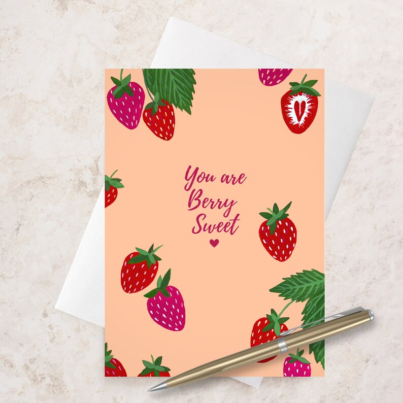 You Are Berry Sweet Strawberry Greeting Card, Pack of 3 - Etsy